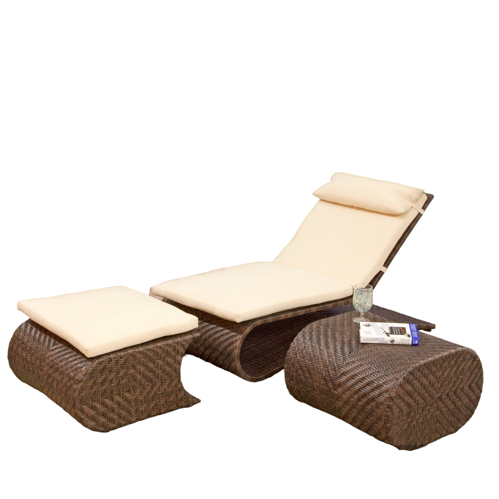 QUALITY POLY RATTAN RELAX CHAIR FOOT STOOL